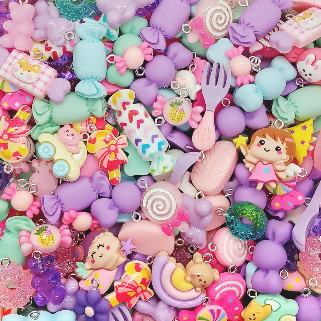 20 Pc Cute Charm Mix, Candies & Cuties Resin Cabochon Pendant Sets ...