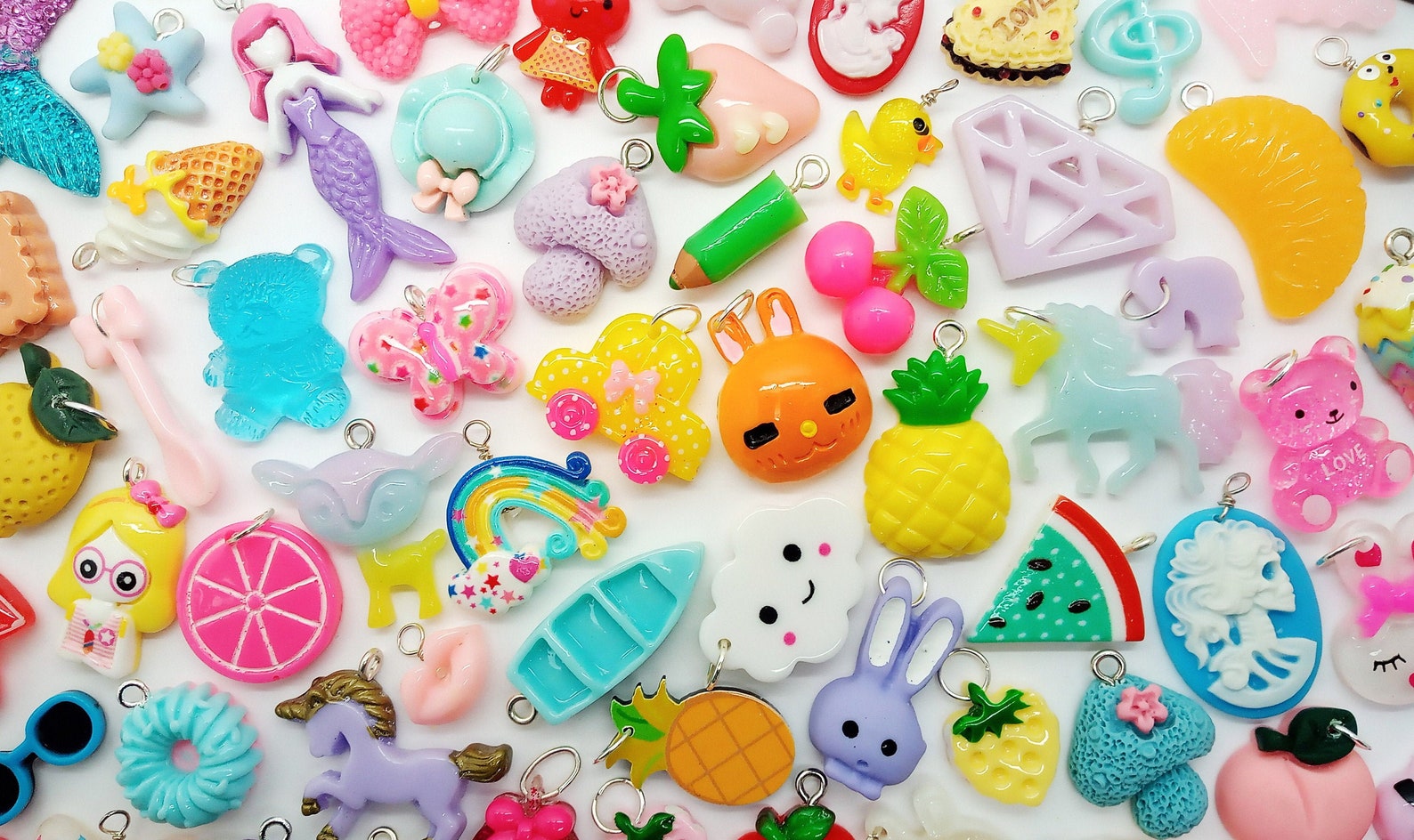 Cute Charm Mix 25 or 50 pc Variety of Animal Food Kawaii | Etsy