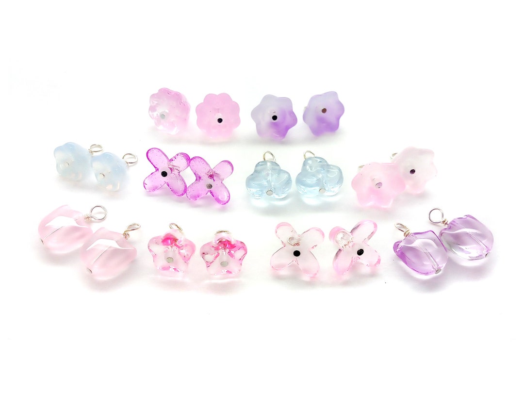 Pastel Flower Charm Pairs, 10 Matching Pairs for Earrings, Pink ...