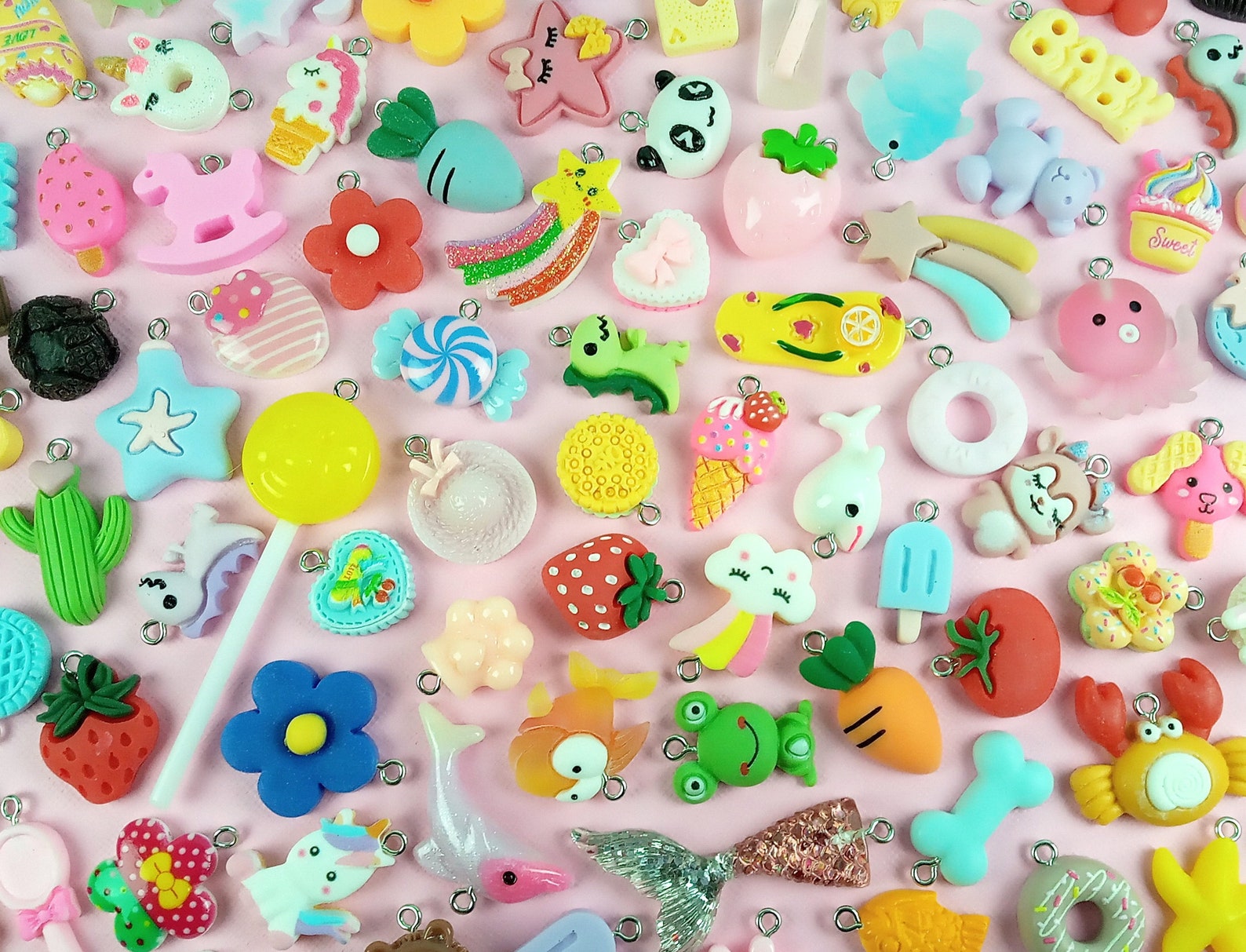 Cute Charm Mix 25 or 50 Pc Variety of Animal Food Kawaii - Etsy