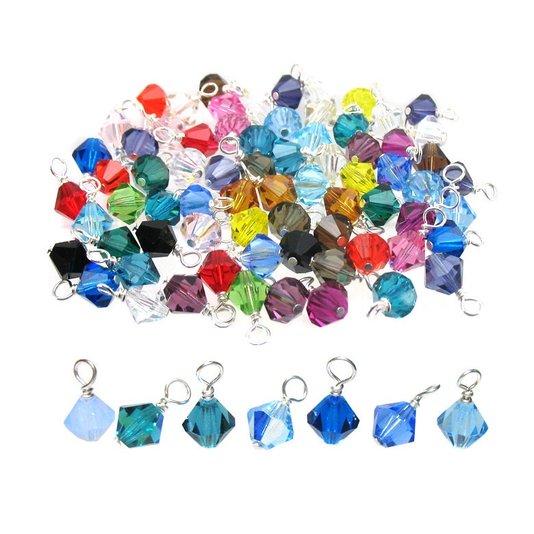 Dangle Charms for Jewelry - 6mm Crystal Bead Dangles - Preciosa Bicone ...
