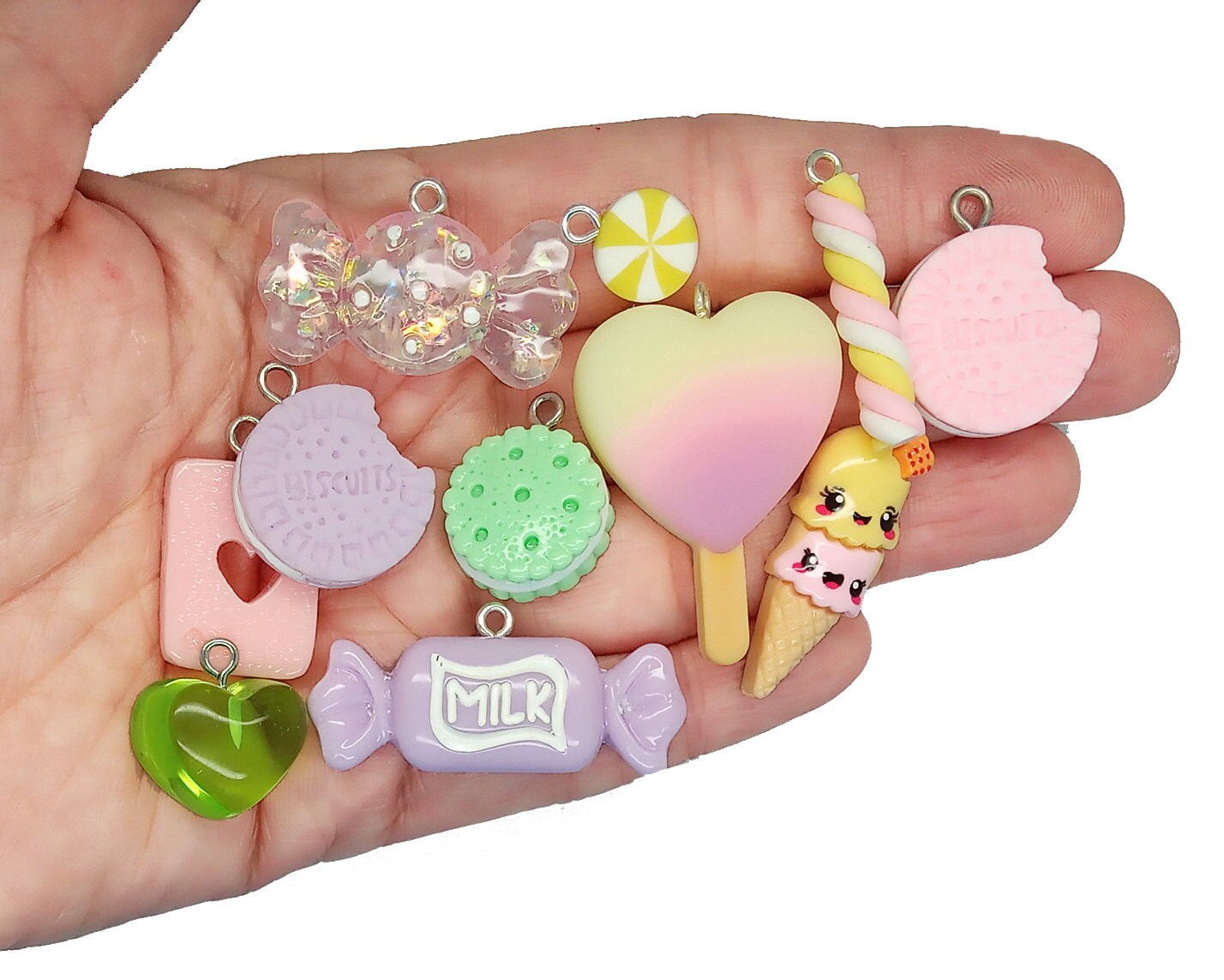Pastel Food Charm Mix, 20 Pc Kawaii Cabochon Pendant Grab Bag in Pink ...