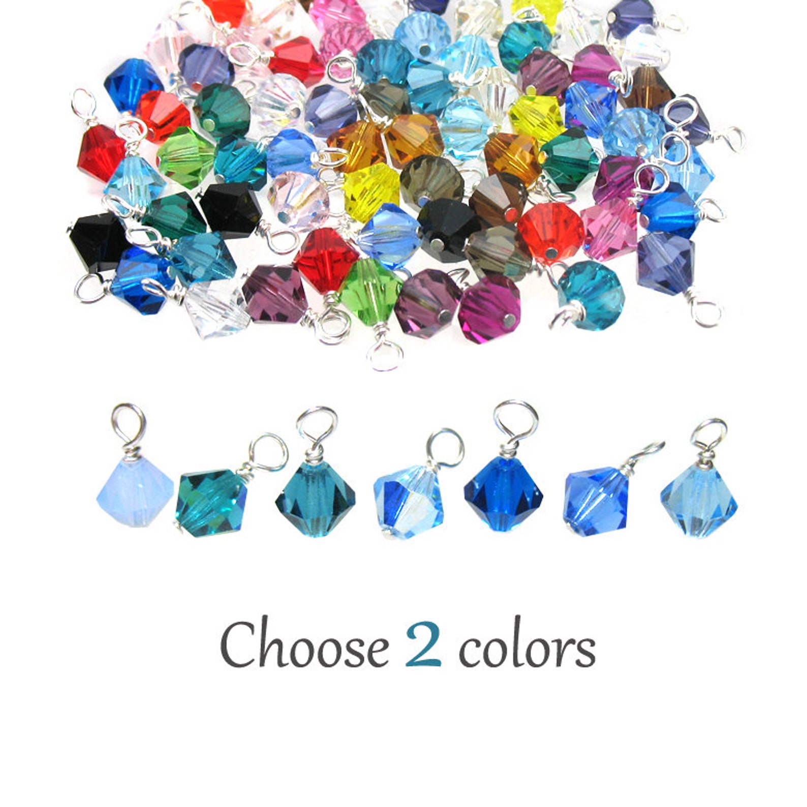 Crystal Bead Dangles 2 Color Mix - Preciosa 6mm Bicone Bead Charm ...