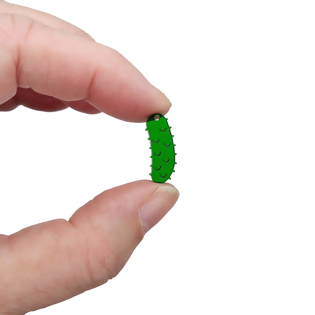 Micro Pickles Charms, Set of 6 Tiny Lightweight Green Acrylic Food ...