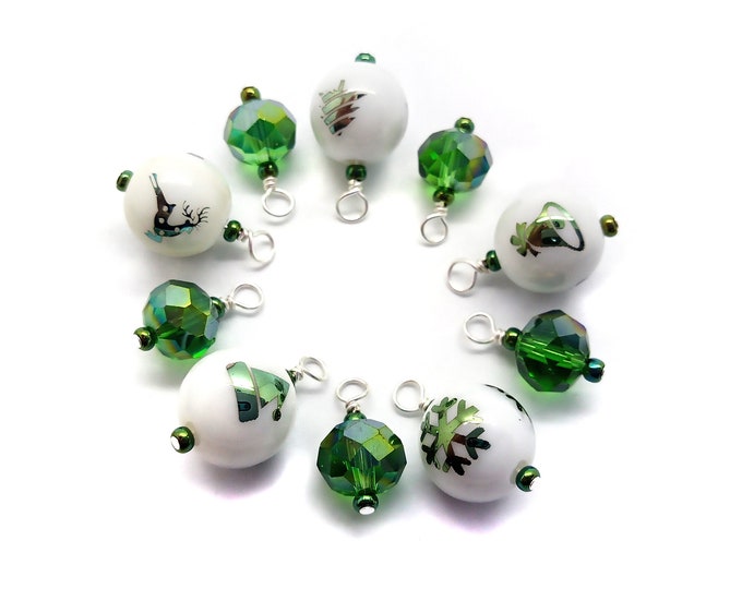 Beautiful Striped Bead Charms, Dangles With Iridescent Rainbow Stripes ...