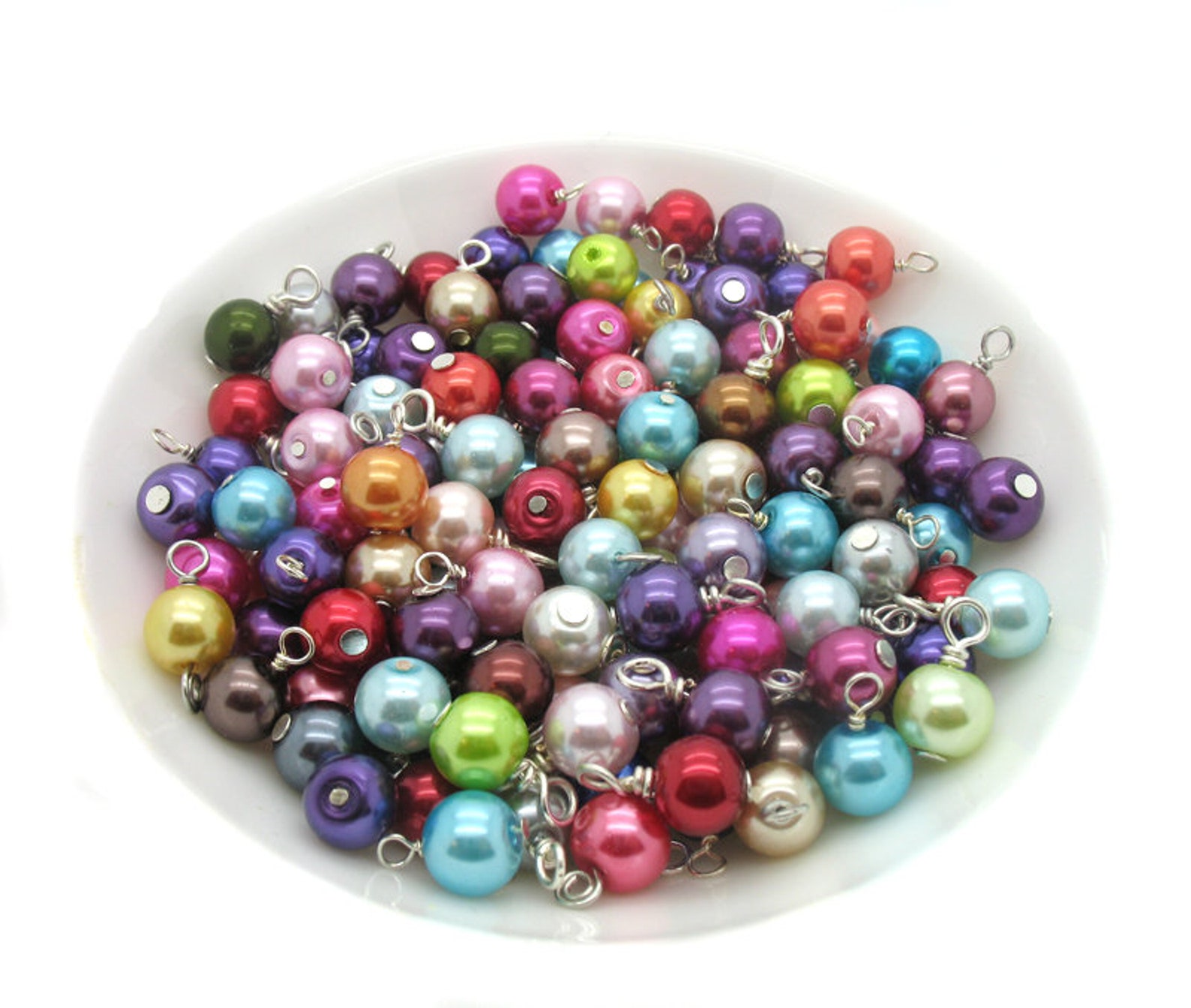 Bulk Bead Charms - Glass Pearls - 8mm Pearl Bead Dangles - DIY Charm ...