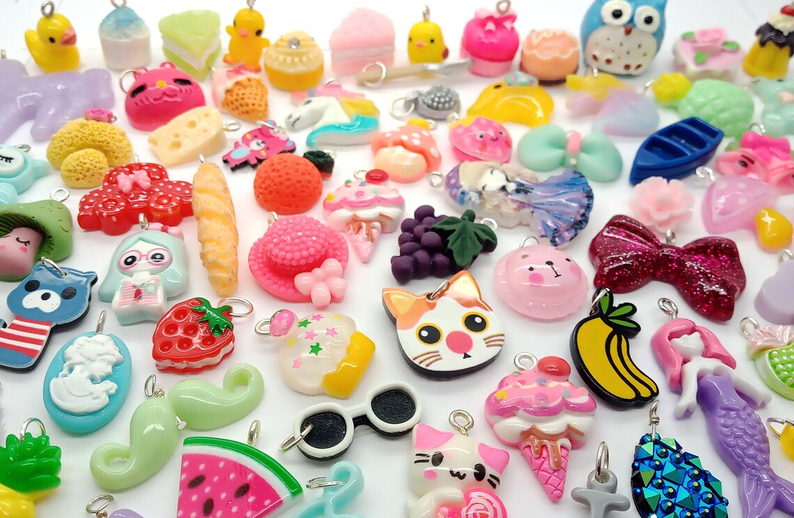 Cute Charm Mix 25 or 50 pc Variety of Animal Food Kawaii | Etsy