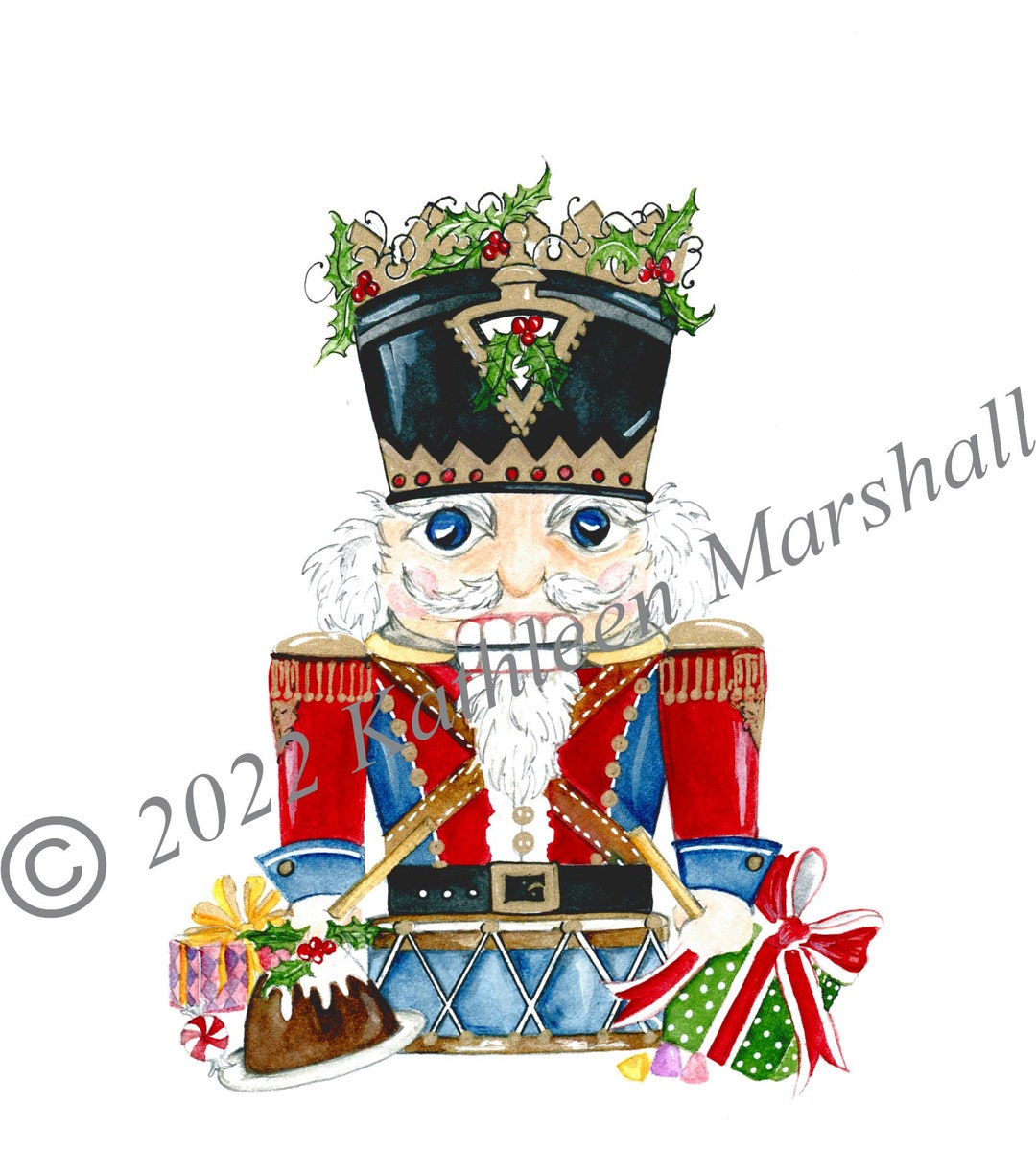 Nutcracker Wishes Holiday Card, Hand Made, Blank, Original Watercolor ...