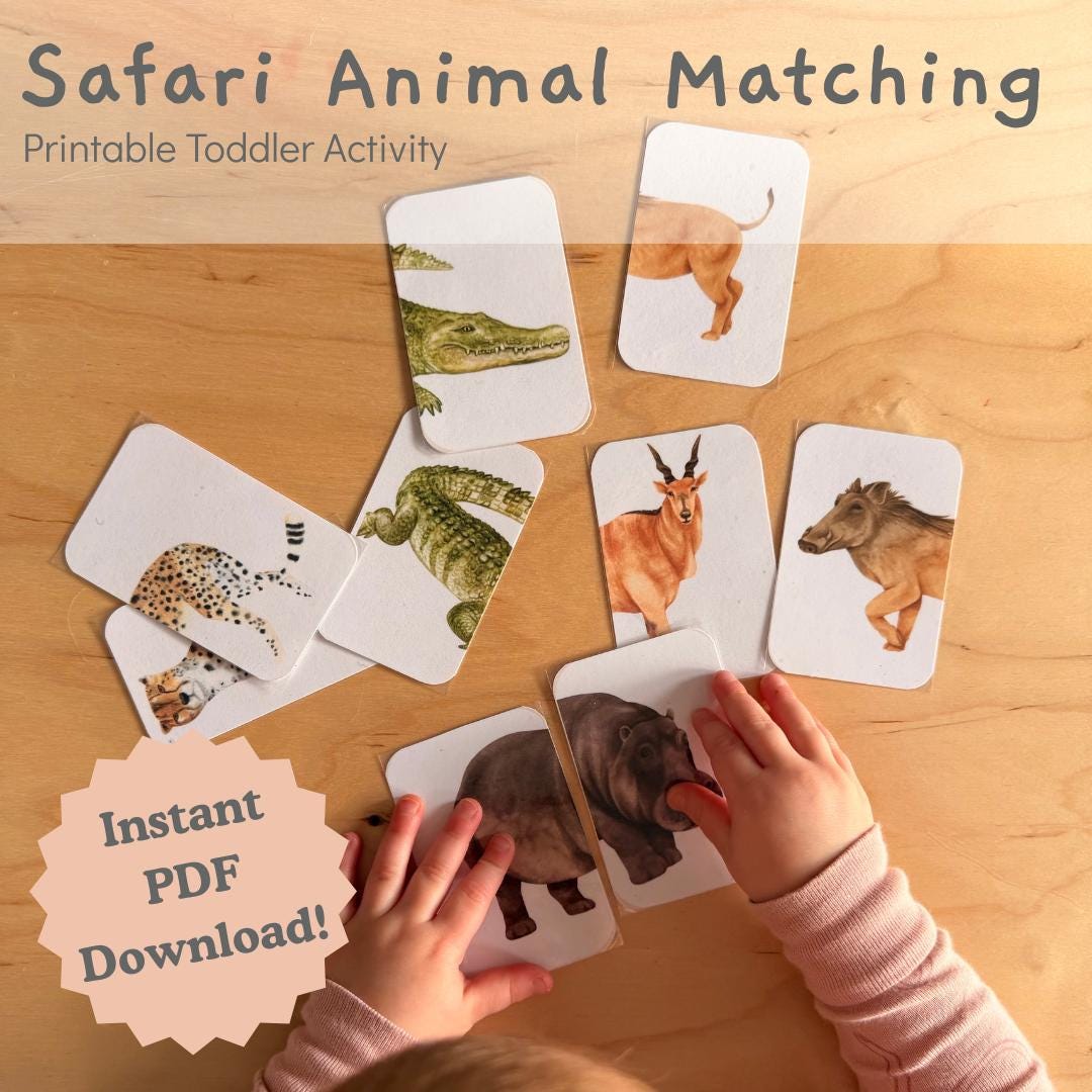 Safari Animal Matching Puzzle Printable | Montessori Toddler Activity ...