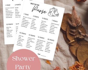 What's in Your Purse, Baby Shower Game, Digital Download, Printable ...