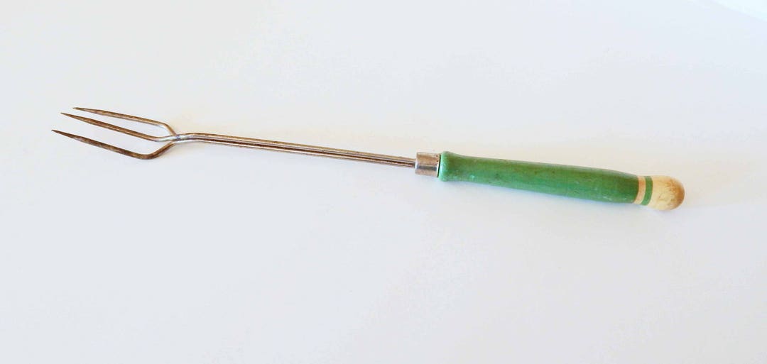 Midcentury Green Wood Handle Meat Fork - Etsy