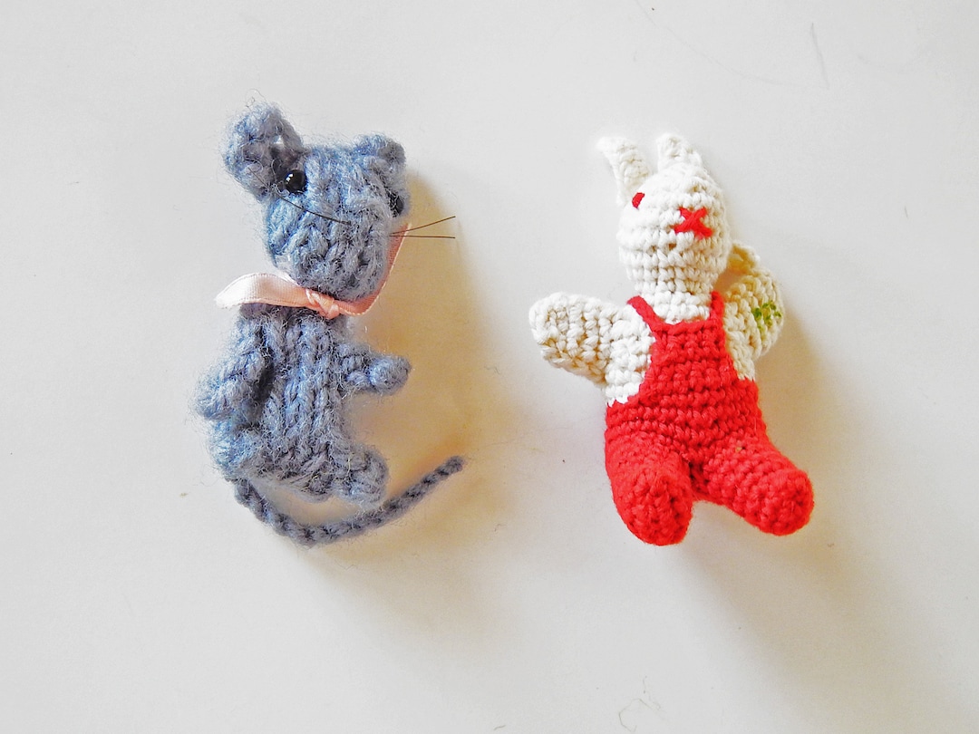 Miniature Yarn Mouse and Rabbit - Etsy