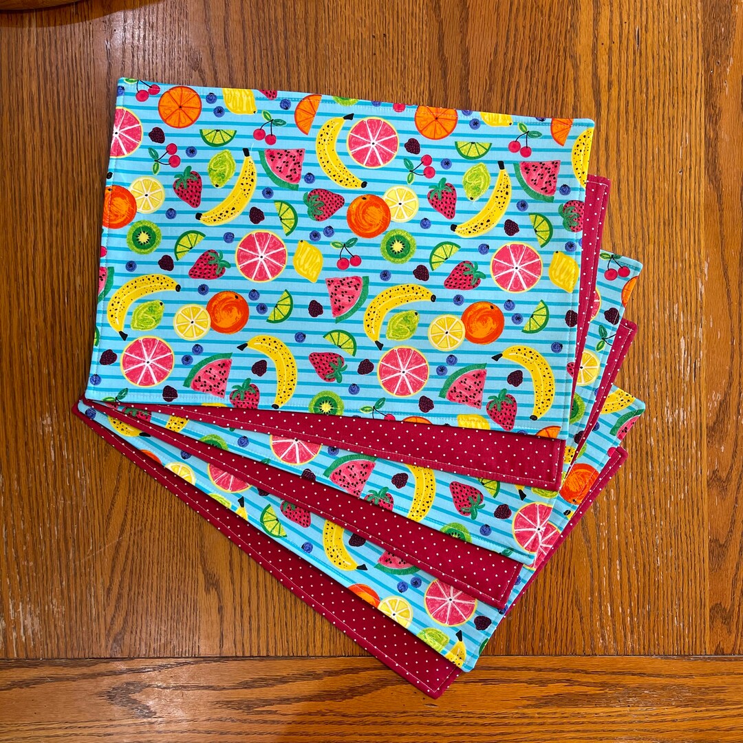 Handmade Matching Fruit Placemats - Reversible - Watermelon, Banana ...