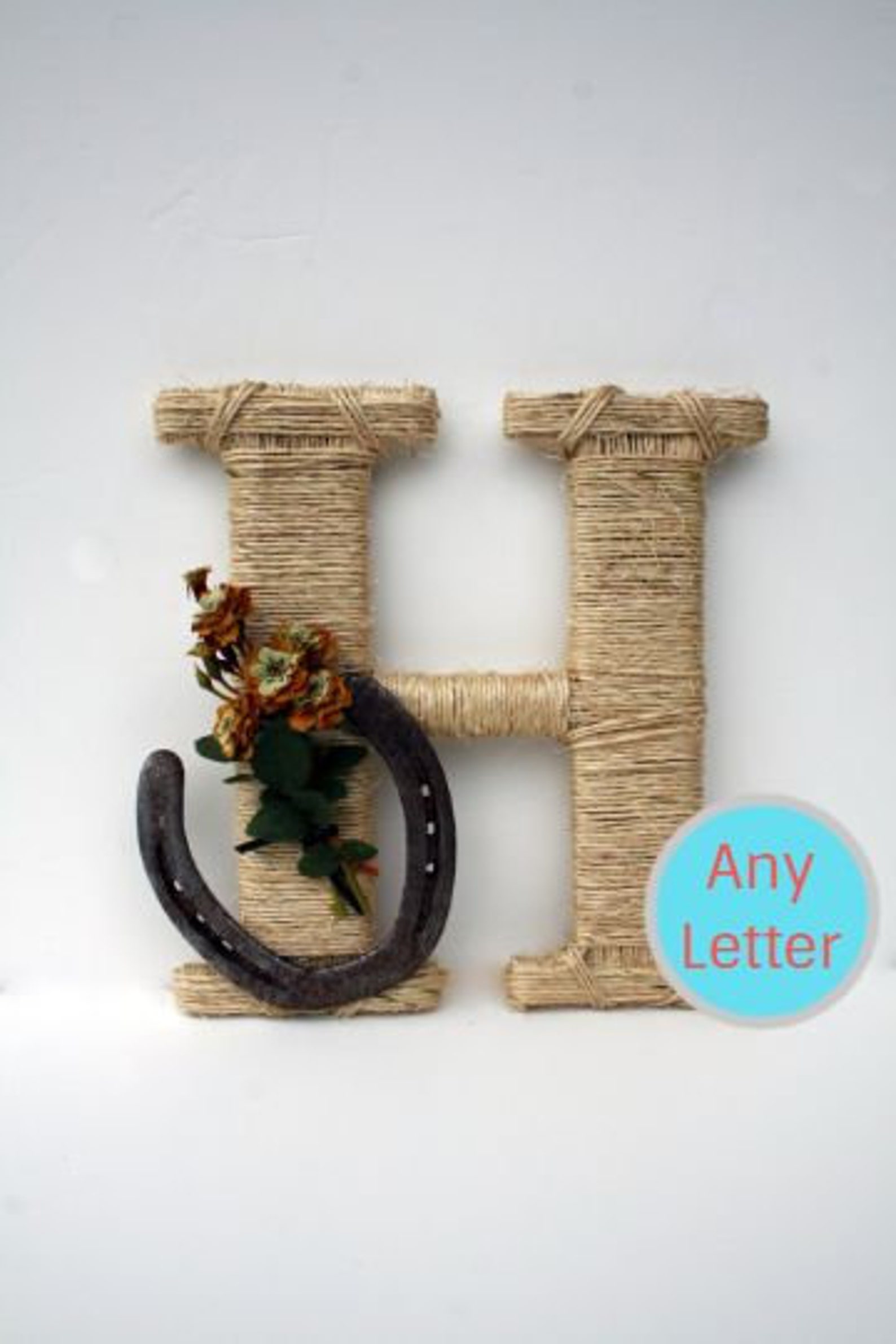 Rustic Wrapped Letter Twine Wrapped Letter Wall Letter | Etsy