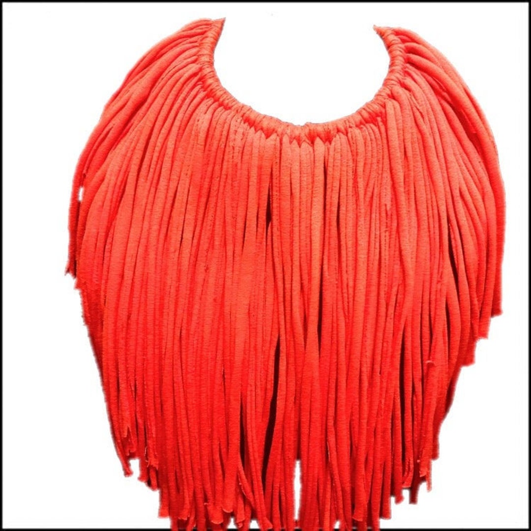 Fringe Necklace, Collar Necklace , Boho Necklace, Bib Necklace, Red ...