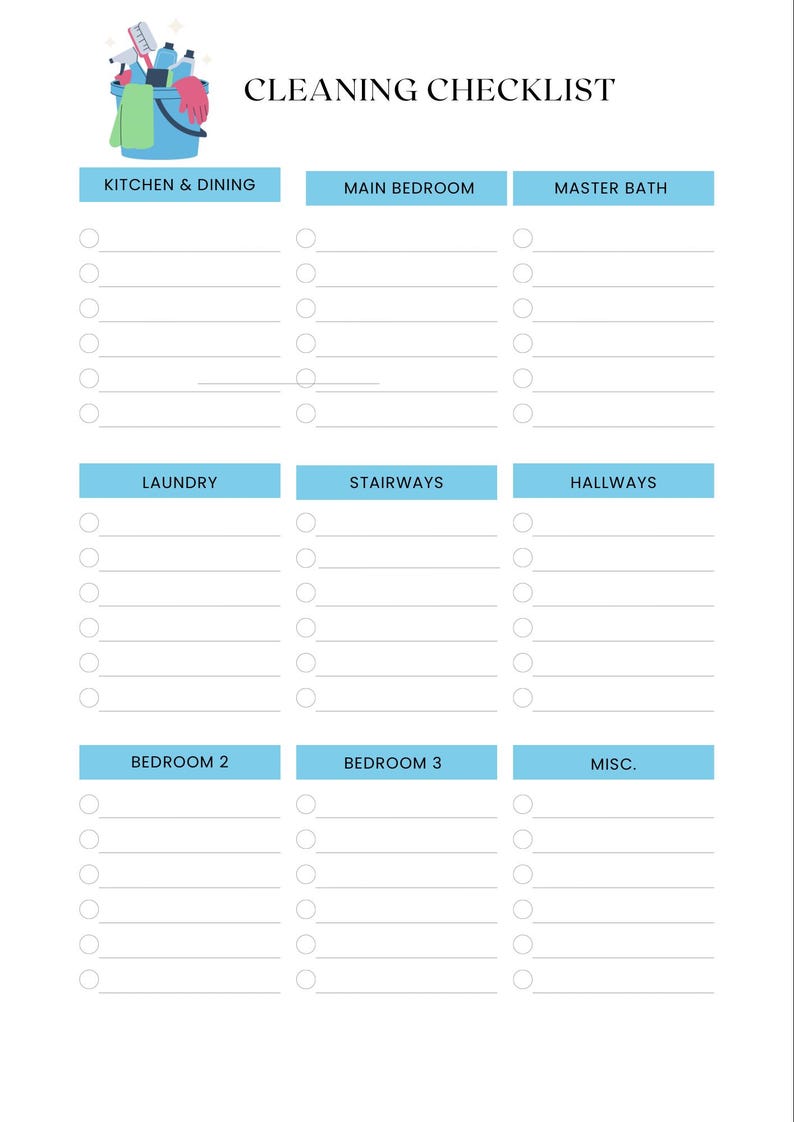 Checklist Cleaning Schedule Cleaning Planner, Cleaning Checklist ...