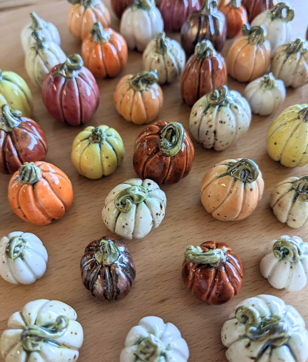 SET of Miniature Pumpkins L Mini Ceramic Pumpkins L Miniature Less Than ...