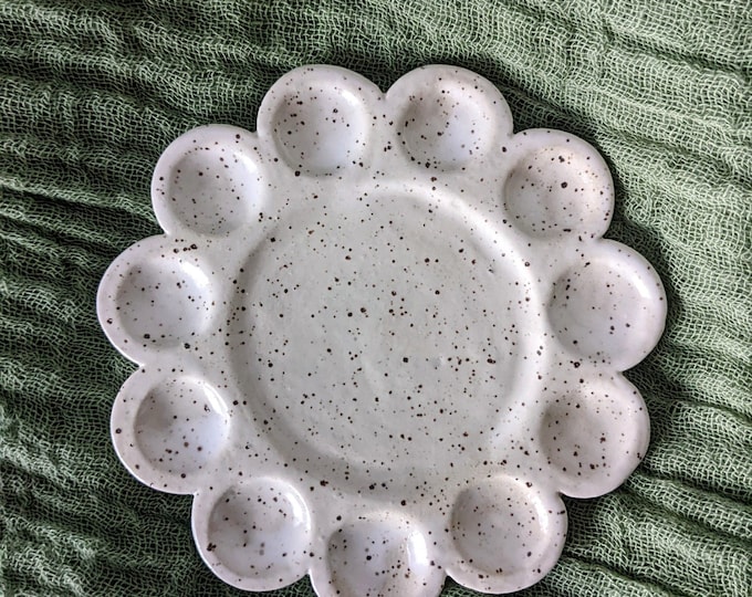 White Speckled Flower Shaped Paint Palette Ceramic Paint Palette ...