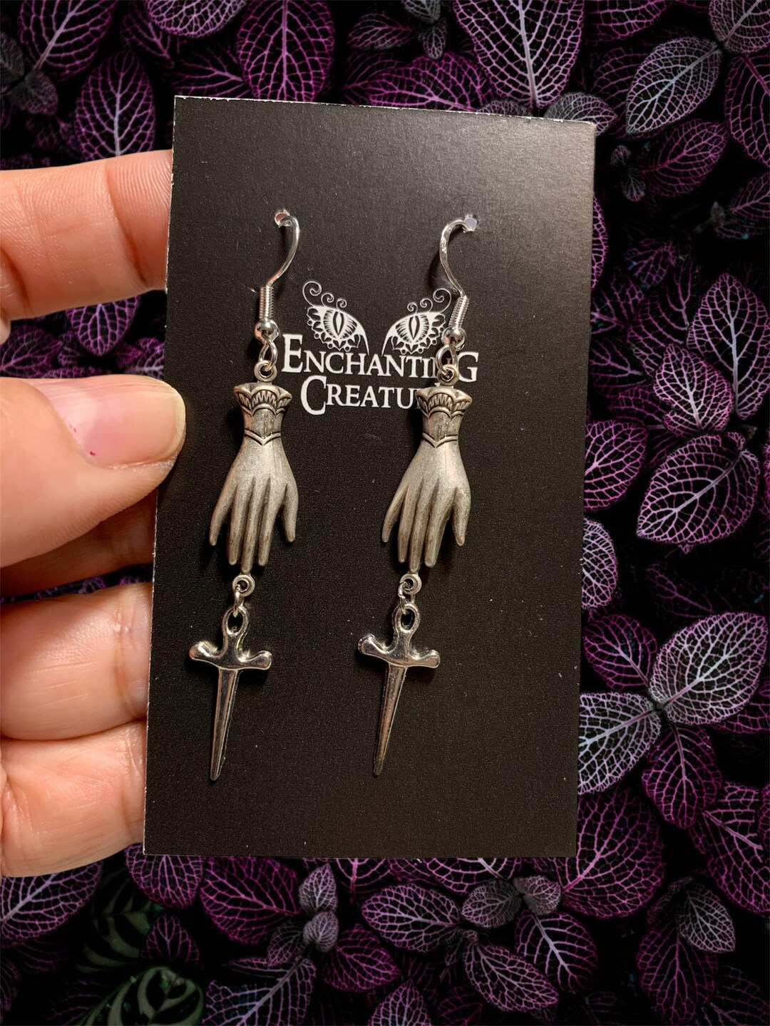 Victorian Hand Earrings-occult-gothic-hands-dagger-athame-knife-goth ...