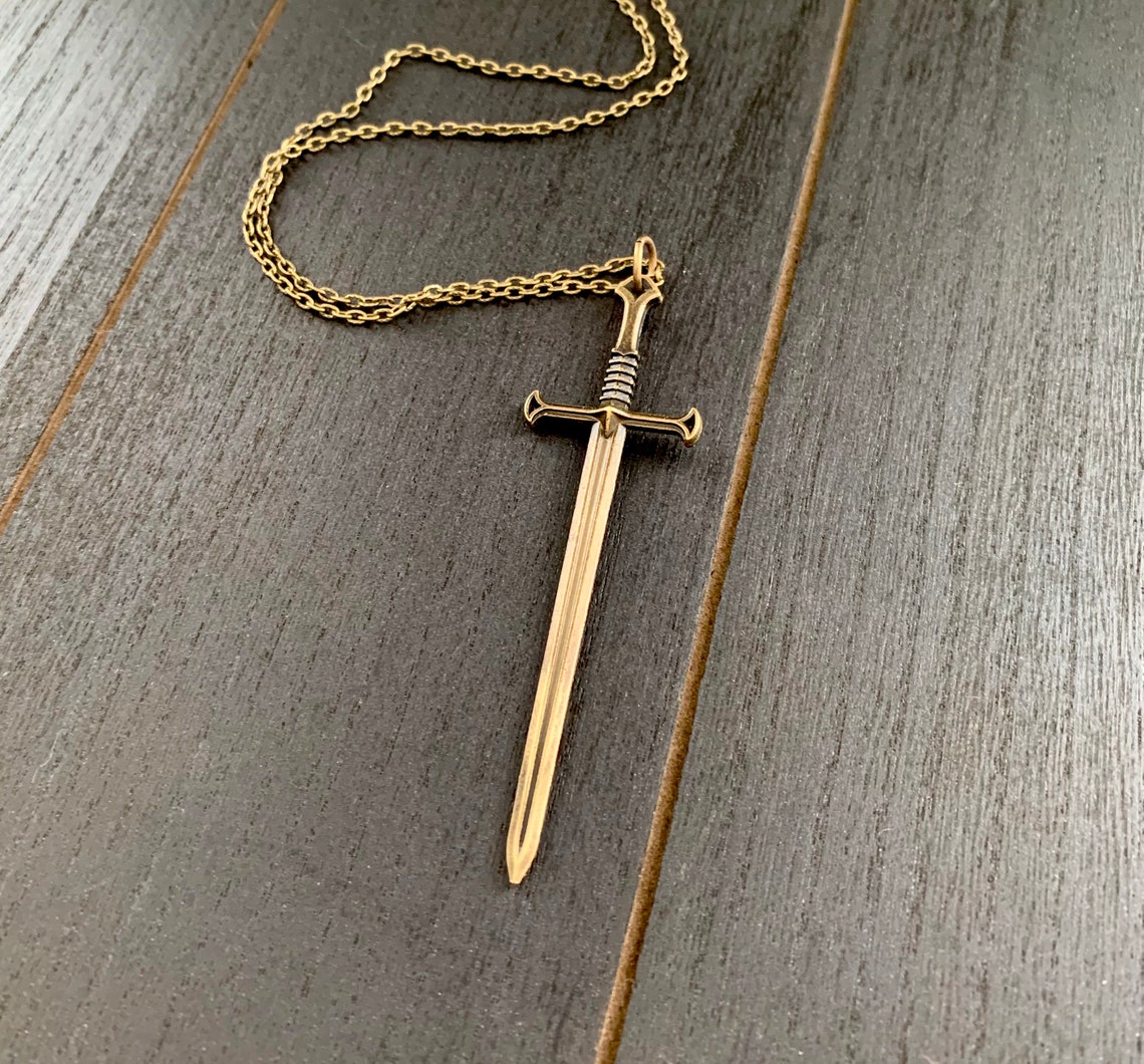 Bronze Sword Necklace With Bronze Chain or Black Cord - Etsy
