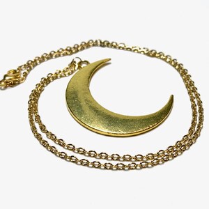 Gold Crescent Moon Necklace Large Pendant - Etsy