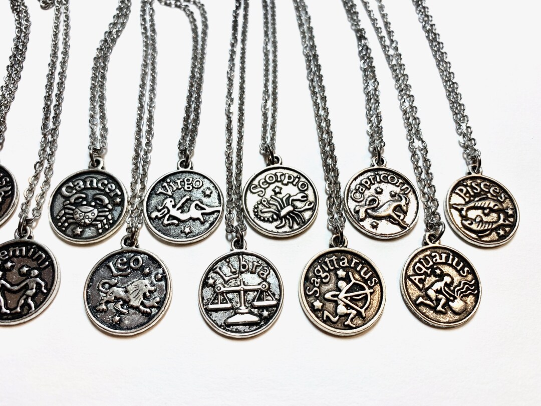 Astrology Zodiac Sign Necklace With Stainless Steel Chain - Etsy
