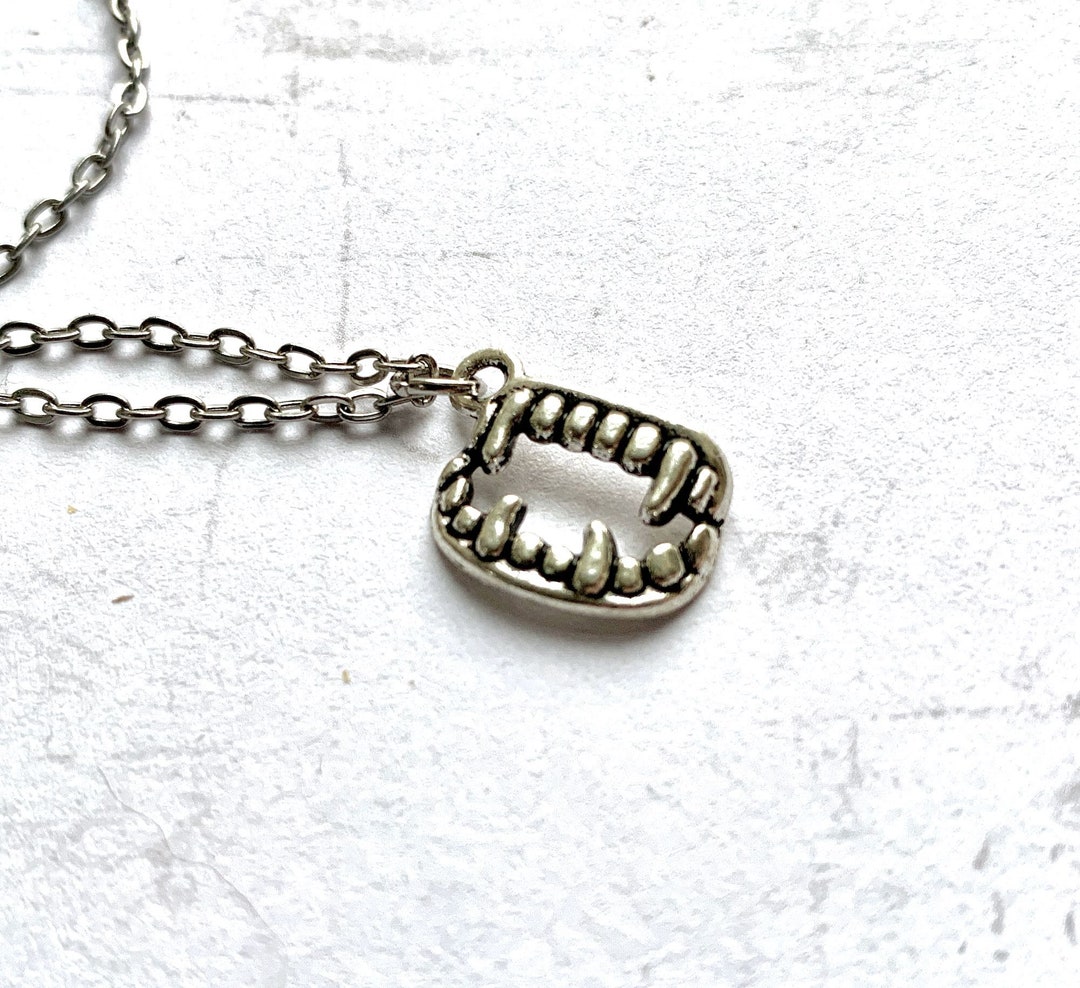 Vampire Teeth Necklace Custom Dracula Goth Fangs With Stainless Steel ...