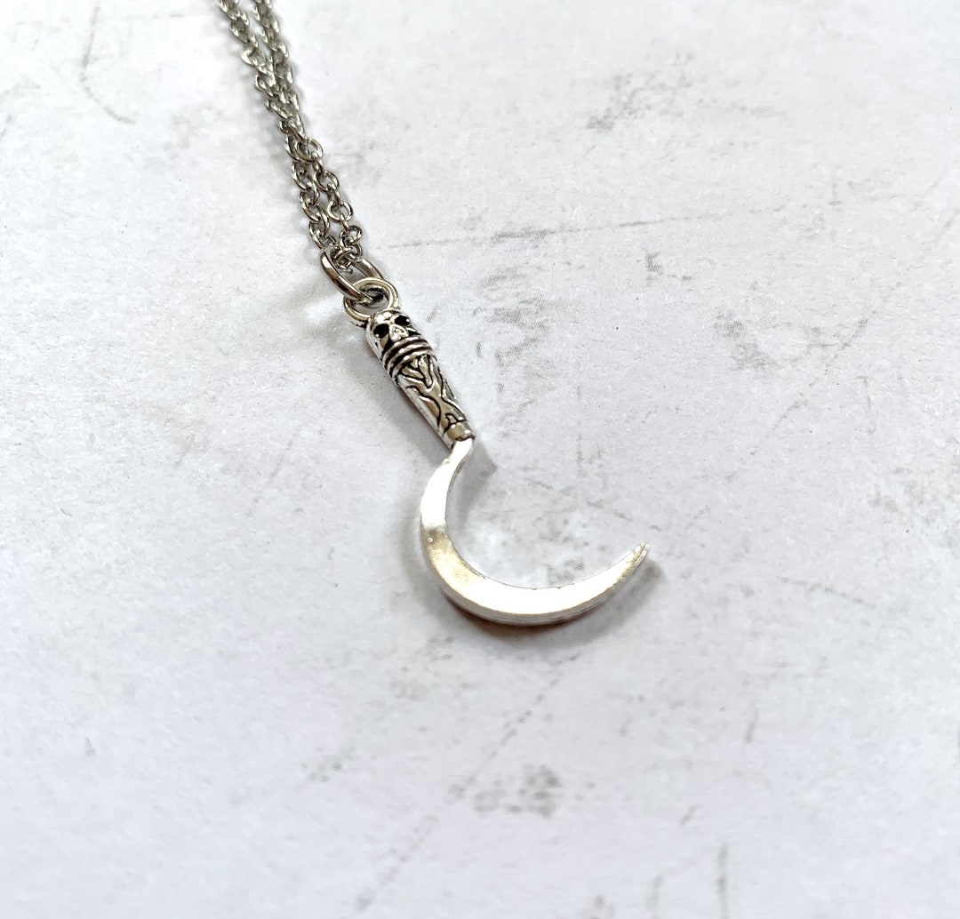 Sickle Necklace Silver & Stainless Steel Chain - Etsy