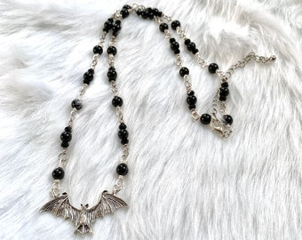 Gothic Bat Rosary Necklace - Etsy