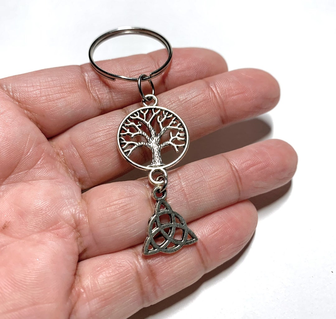 Tree of Life Keychain - Tree and Triquetra - Etsy