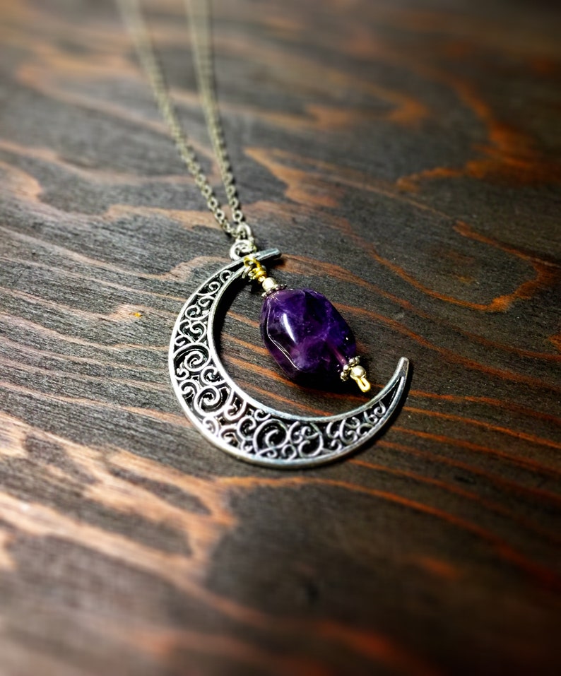 Amethyst Moon Necklace-crescent Moon-goth Necklace-choose Your | Etsy