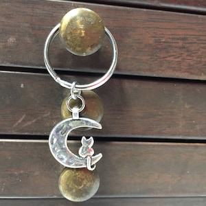 Cat on Moon Key Ring-cat Sitting on Moon Keychain-moon Lover Gift ...