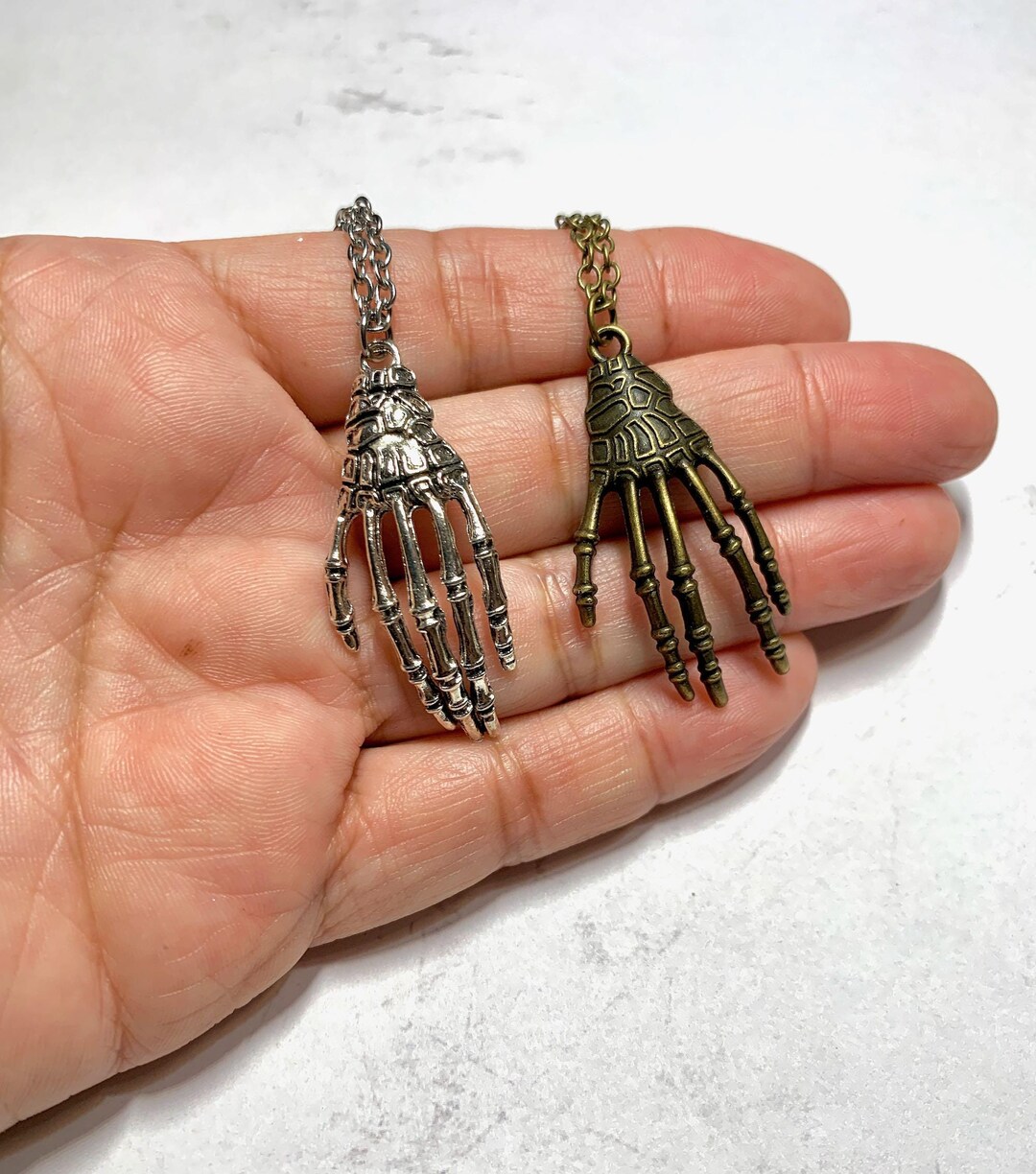 Skeleton Hand Necklace-skeleton-silver or Bronze-charm Only-graveyard ...