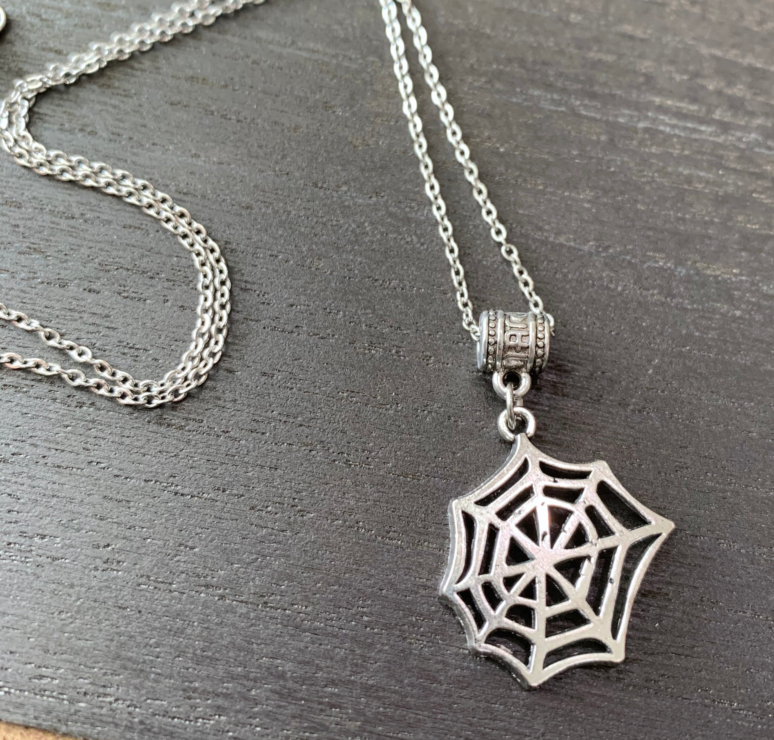 Web Necklace-spider Web-stainless Steel Chain-tattooed Girl-spider-punk ...