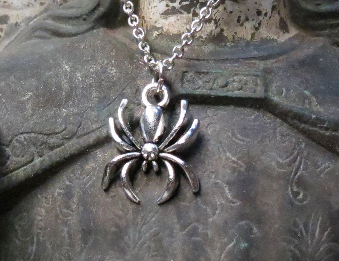 Tiny Spider Necklace-silver or Bronze-spider Charm-black Widow-occult ...