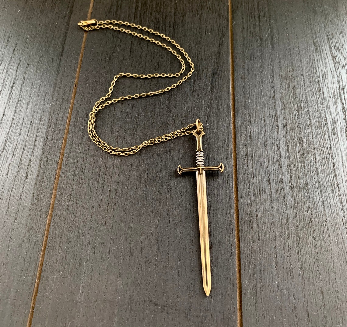 Bronze Sword Necklace With Bronze Chain or Black Cord - Etsy