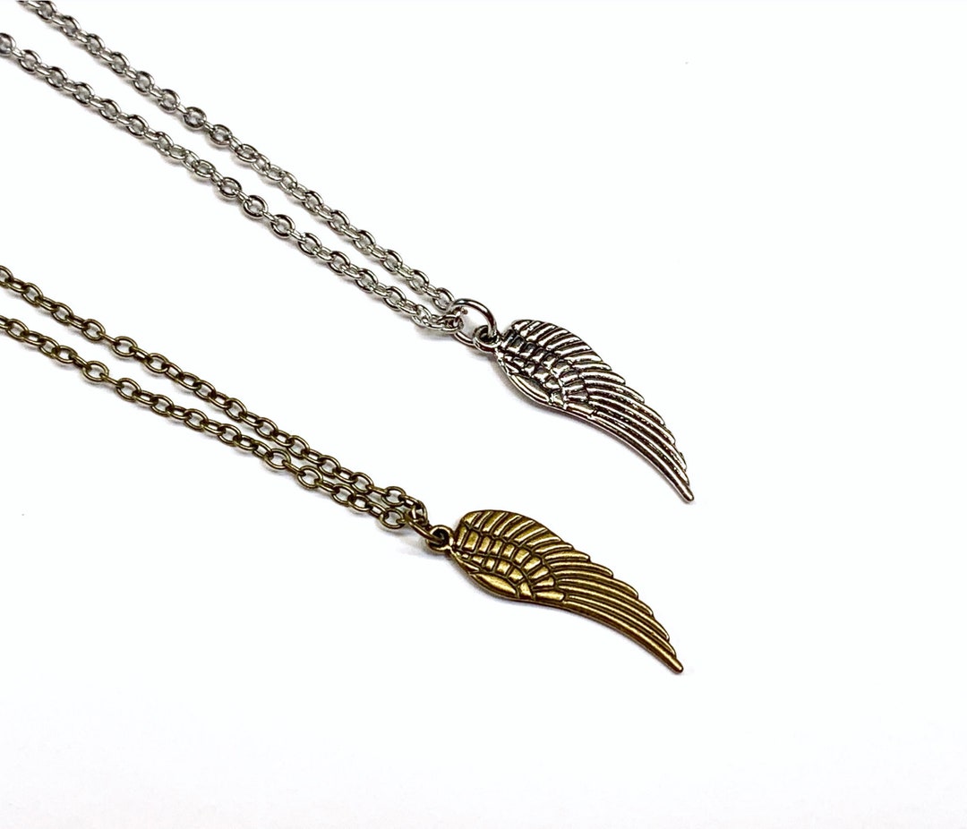 Wing Necklace-silver or Bronze-charm Pendant-angel Wing-bird Wing-wing ...