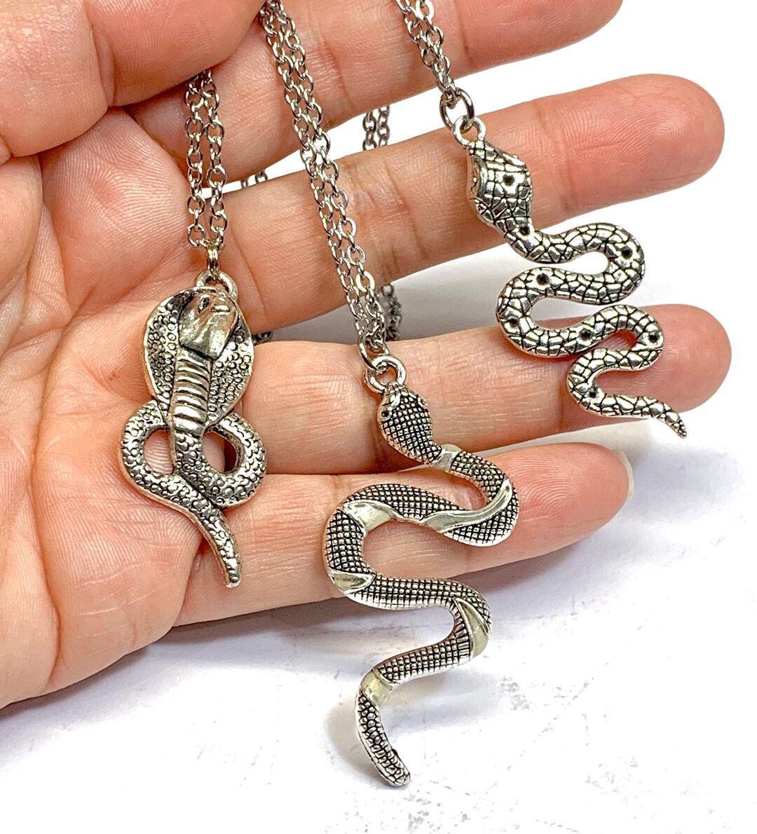 Snake Charm on Stainless Steel Chain-silver or Bronze - Etsy