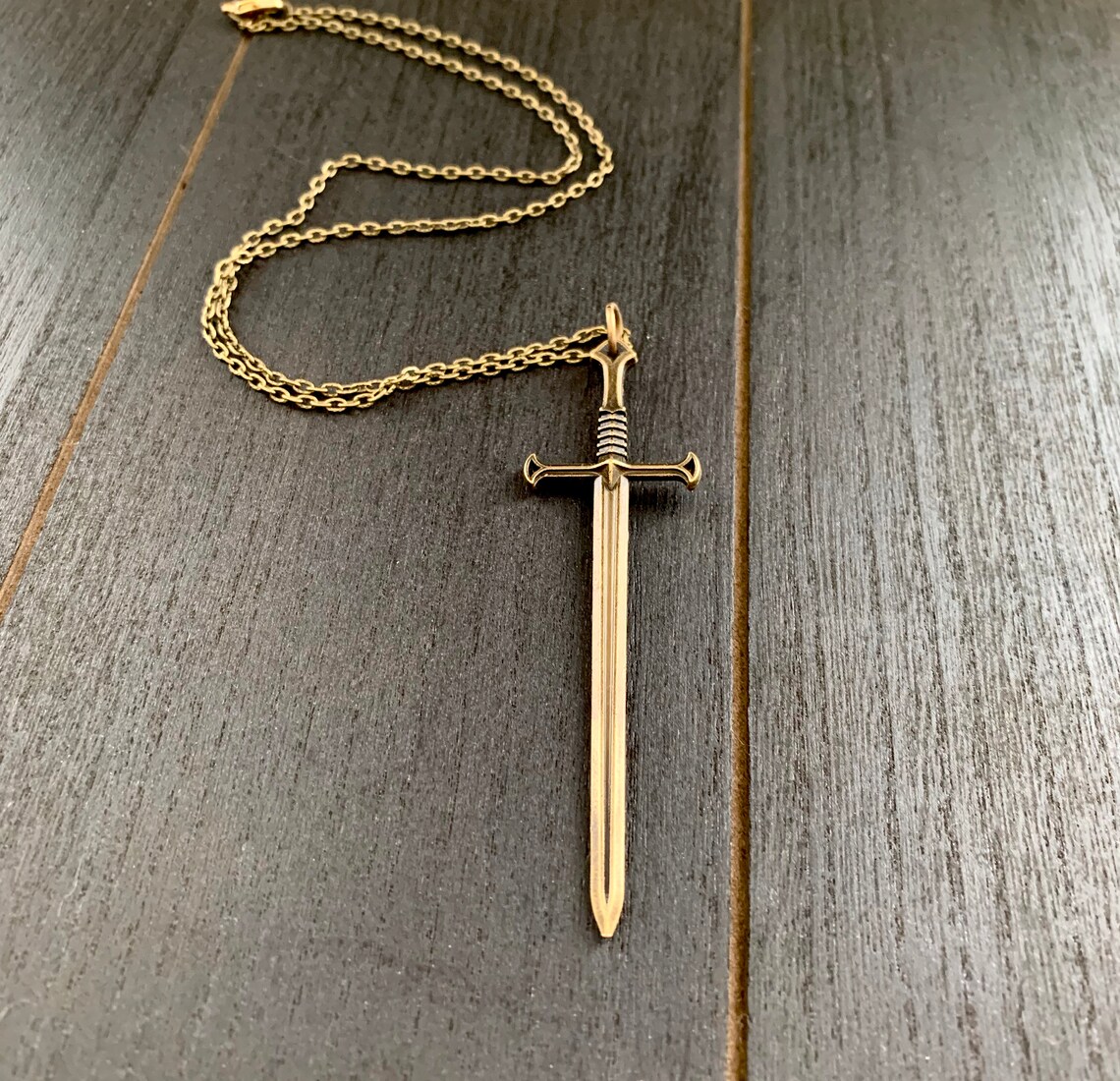 Bronze Sword Necklace With Bronze Chain or Black Cord - Etsy