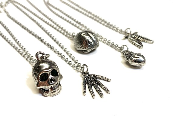 Body Part Necklace Choose Skull Hand Brain Heart or - Etsy
