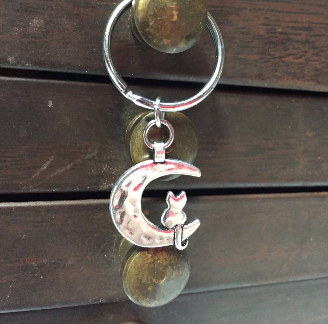 Cat on Moon Key Ring-cat Sitting on Moon Keychain-moon Lover | Etsy