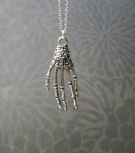 Skeleton Hand Necklace-skeleton-silver or Bronze-charm - Etsy