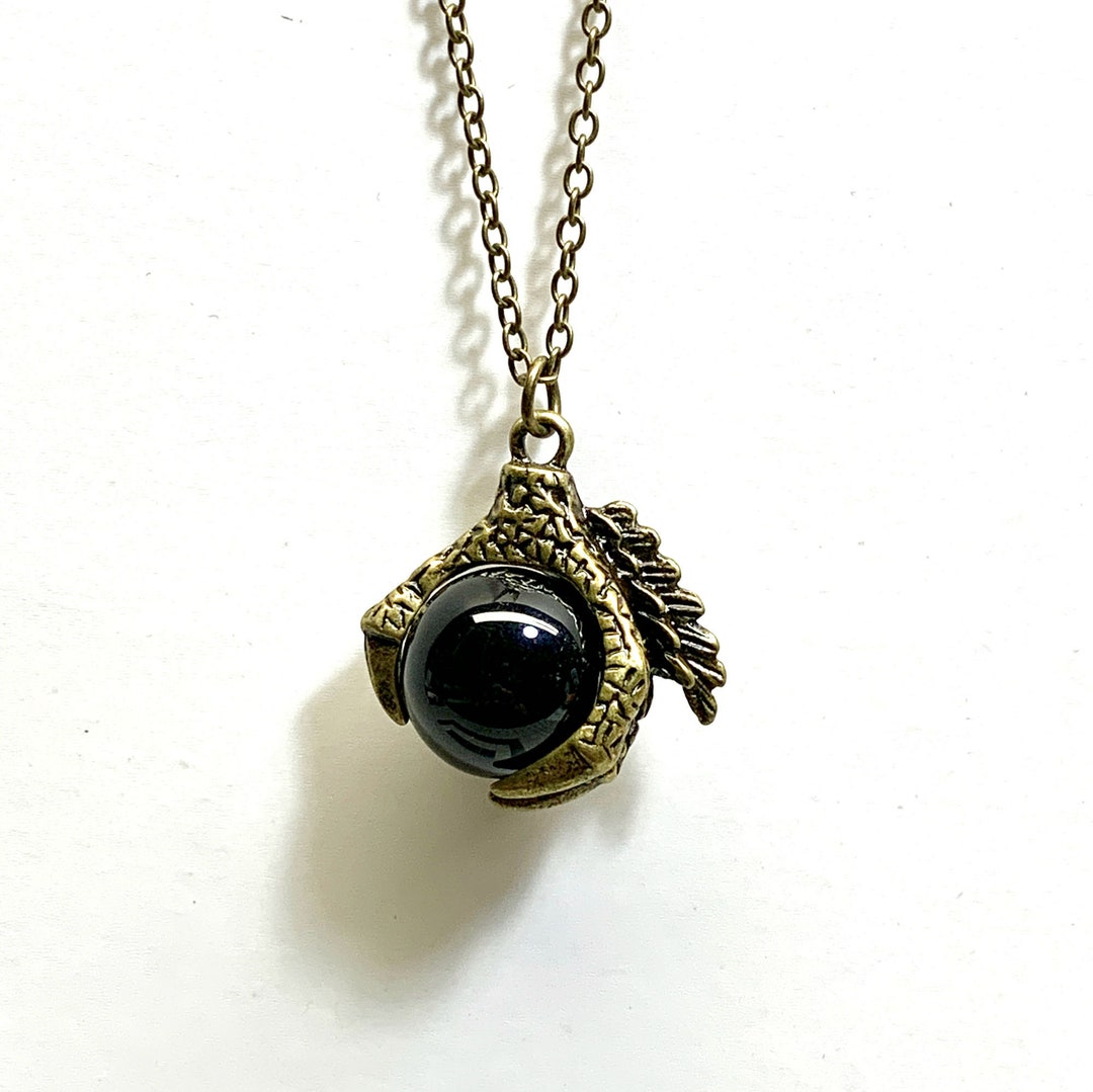 Claw Necklace-raven-dragon-goth Necklace-orb-bird Talon-raptor ...