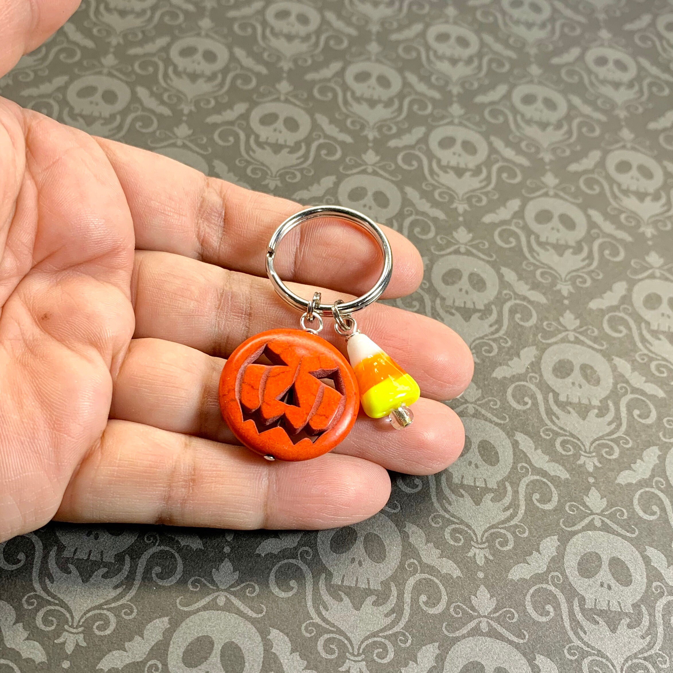 Halloween Keychain - Pumpkin and Candy Corn - Etsy