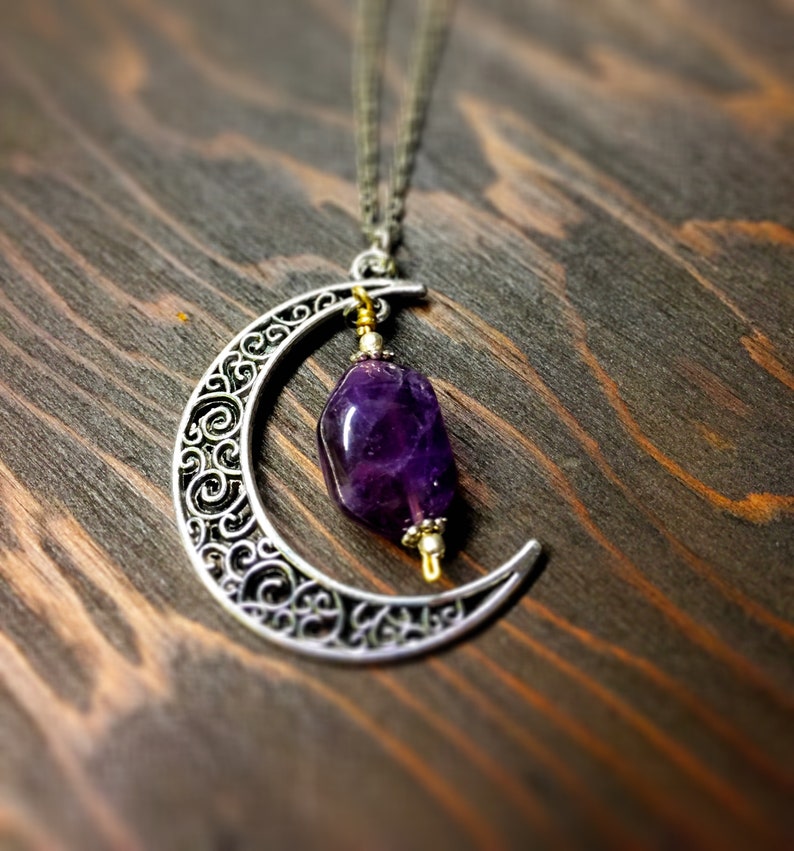 Amethyst Moon Necklace-crescent Moon-goth Necklace-choose Your | Etsy