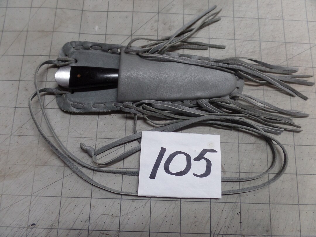 Porcupine Quill Decorated Leather Neck Knife Sheath Complete With Knife ...
