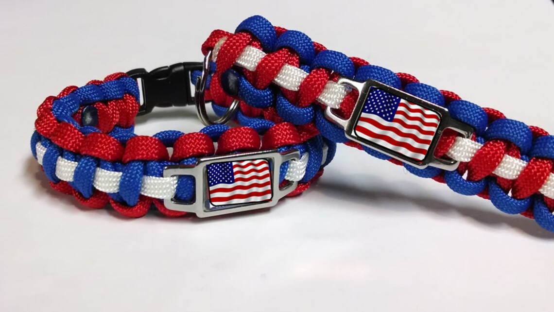 Patriotic "american Flag" Paracord Survival Bracelet and Key Chain Set ...