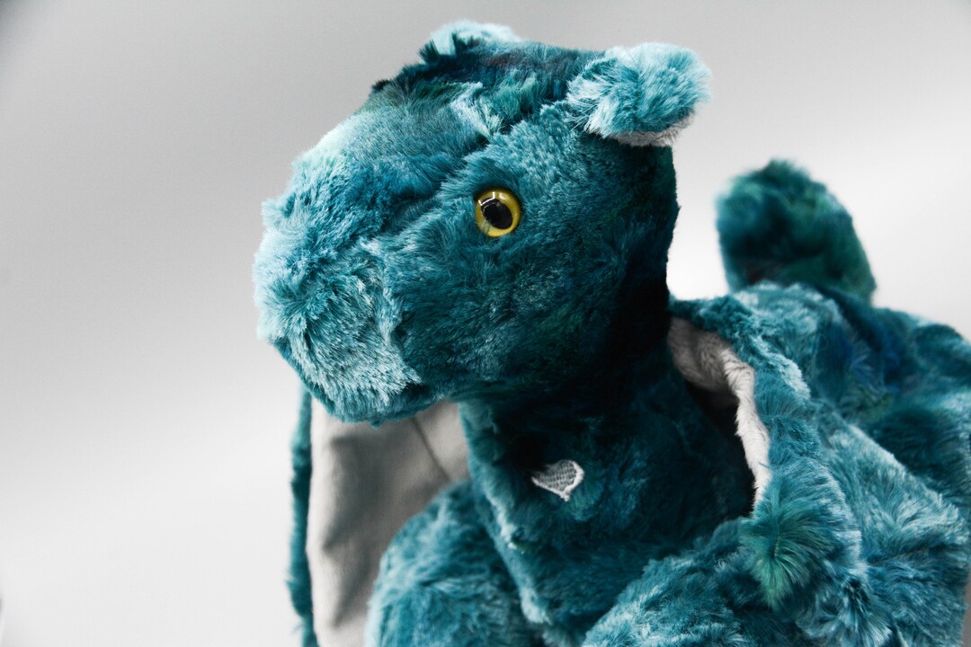 Teal Dragon Plush, Soft Dark Teal Stuffed Animal Dragon Toy, Adopt a ...