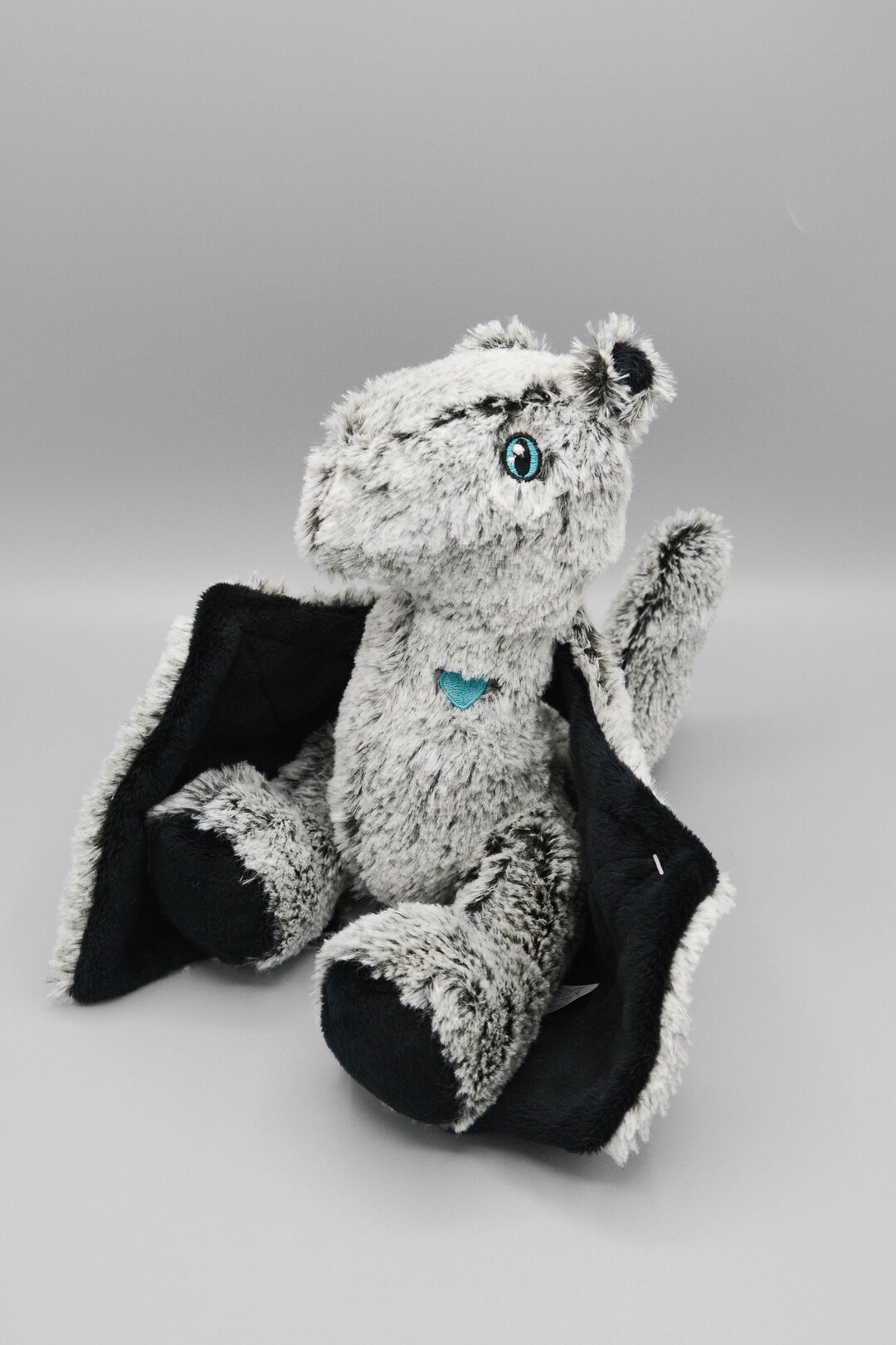 Silver & Black Dragon Plush Fantasy Stuffed Animal Plushie, Adopt a ...