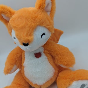 Dragon Fox Plush, Soft Handmade Plushie Stuffed Animal Toy, Orange Fox ...